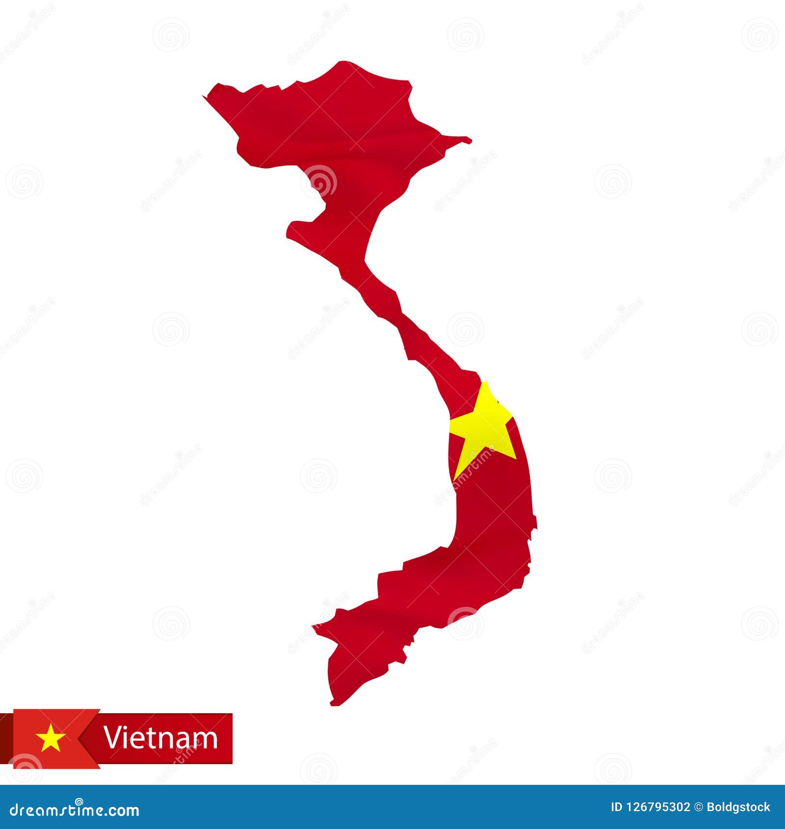 Vietnam Map With Waving Flag Of Country Stock Vector Illustration Of
