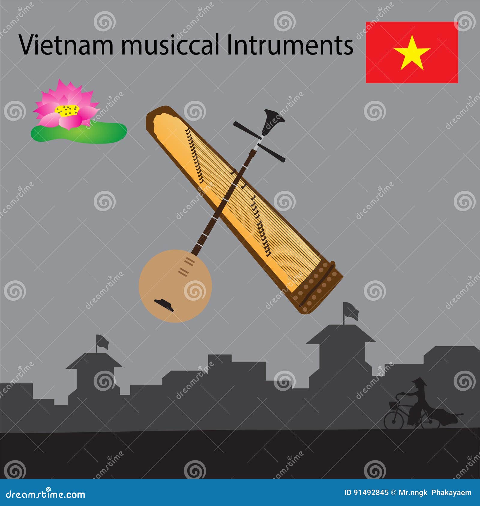 Vietnam Musical Instruments Stock Vector - Illustration of folklore ...
