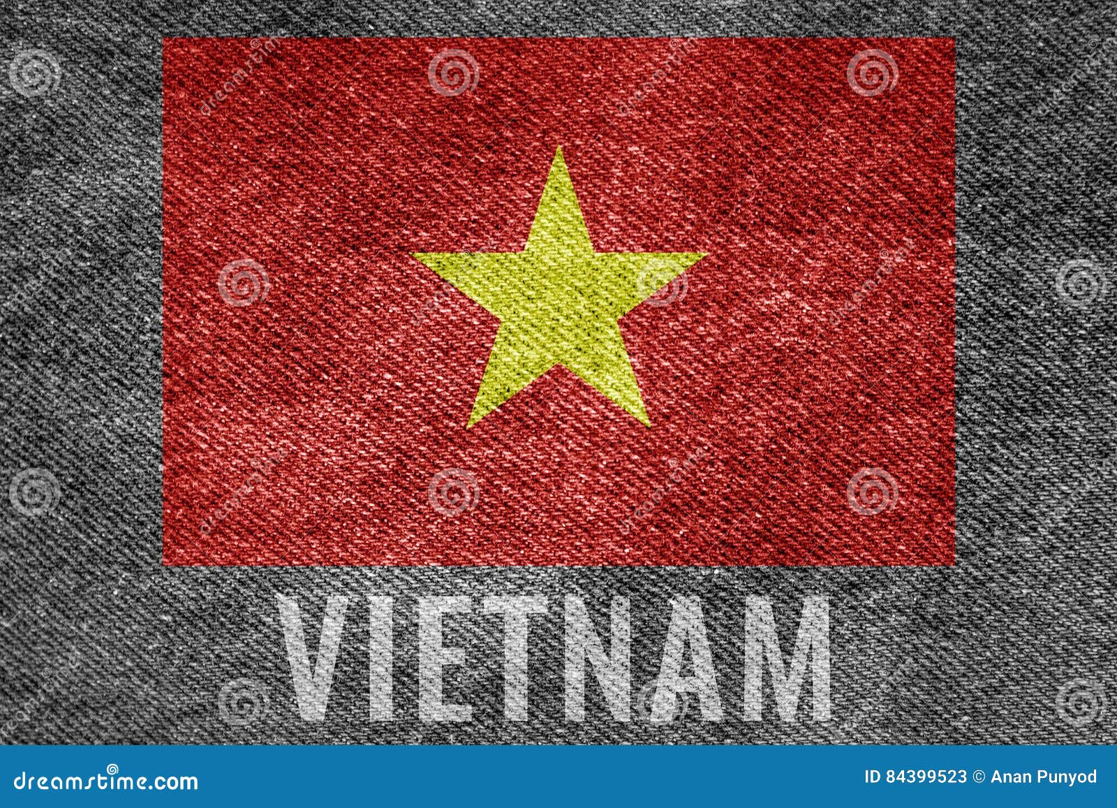 VIETNAM Nation Flag on Jean Texture Design Stock Image - Image of retro ...