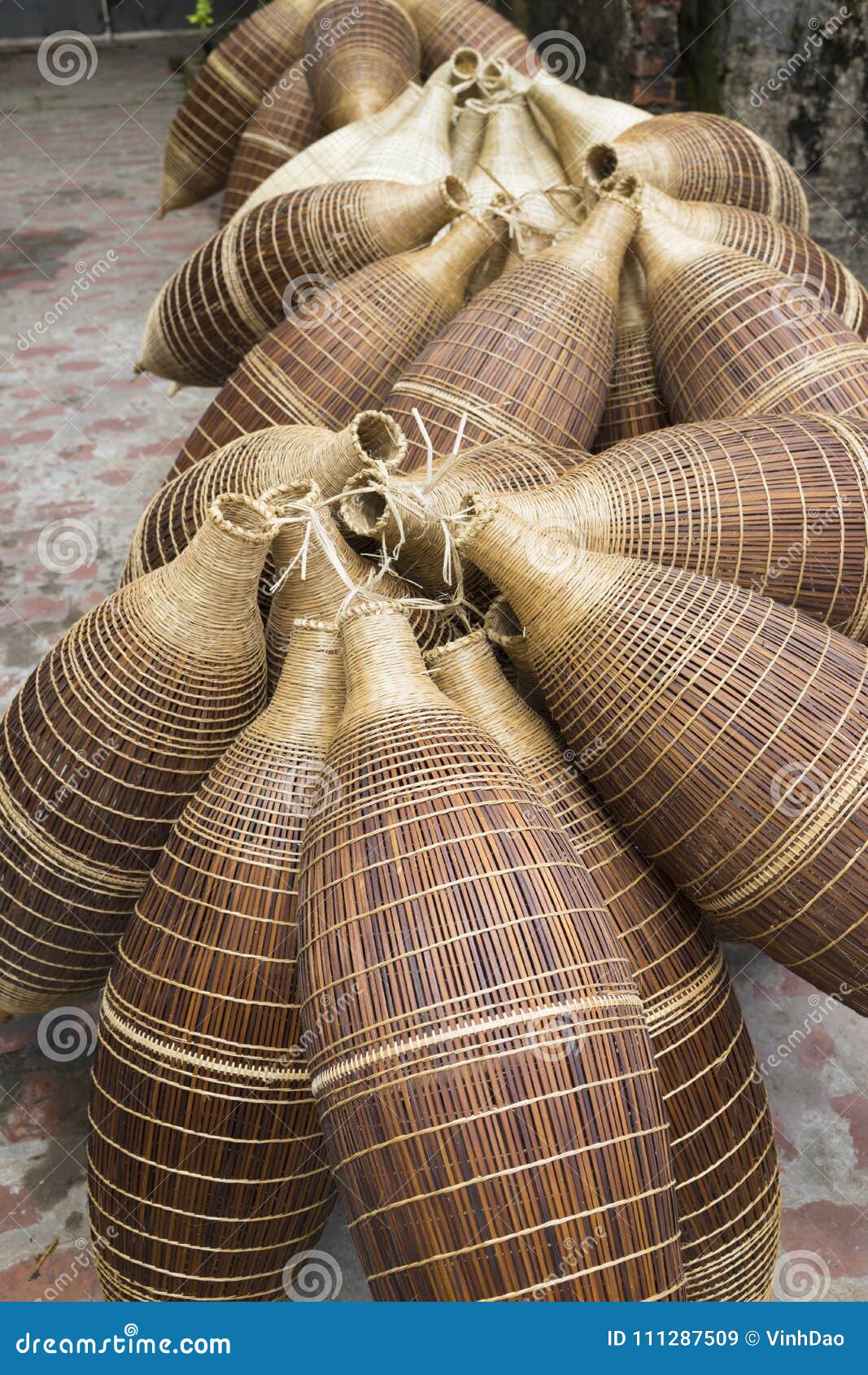 Vietnam Old Traditional Fish Trap Made of Bamboo Stock Image - Image of ...