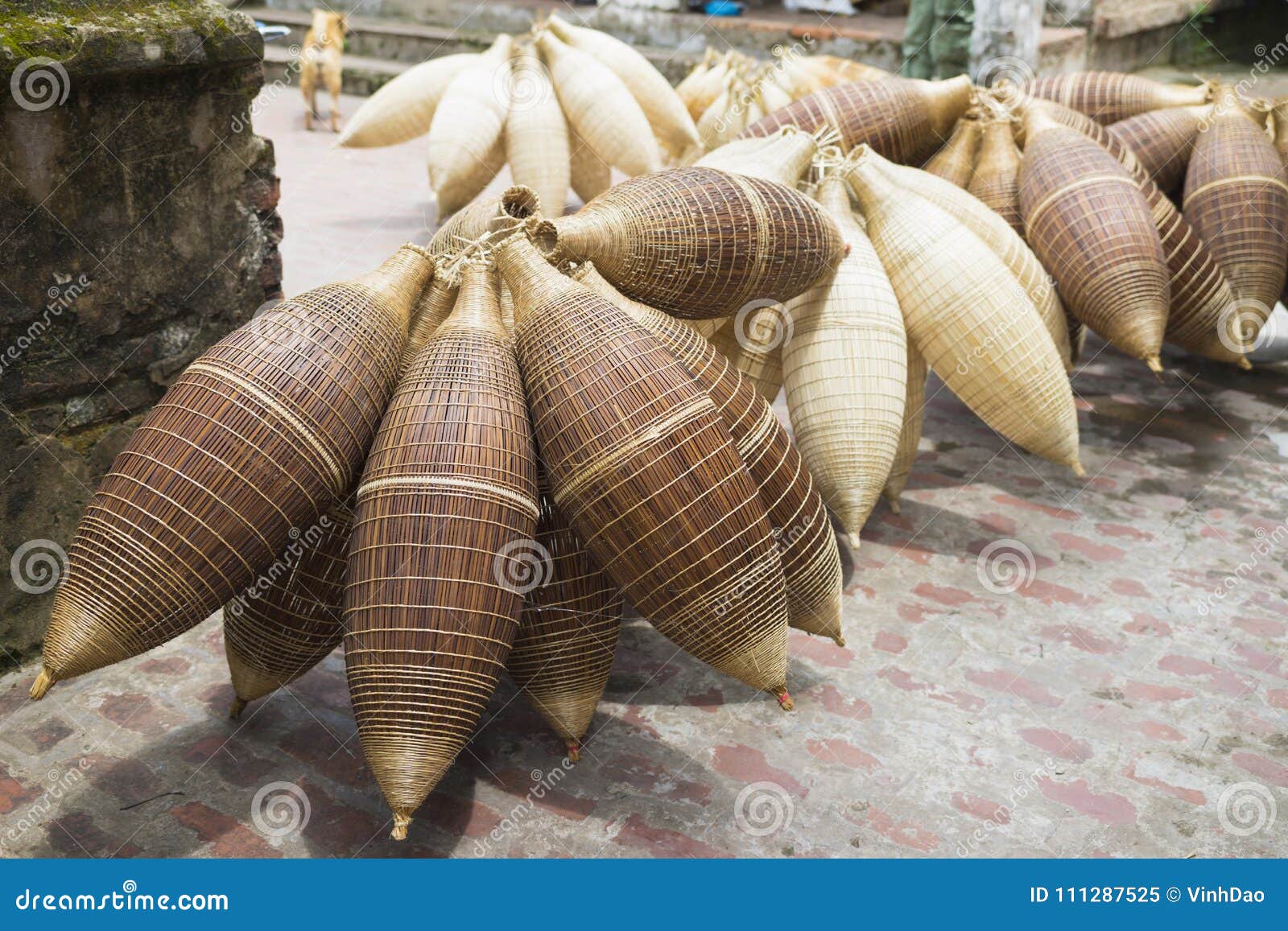 Vietnam Old Traditional Fish Trap Made of Bamboo Stock Image - Image of ...
