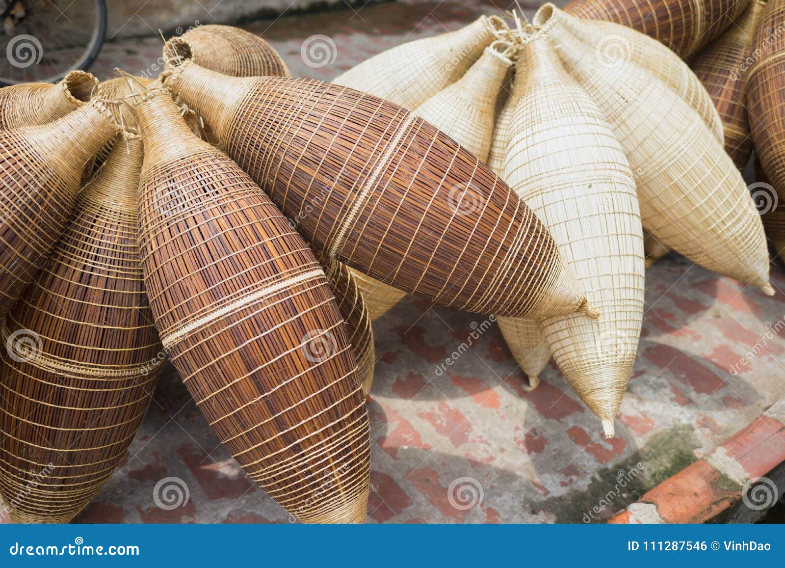 Vietnam Old Traditional Fish Trap Made of Bamboo Stock Photo - Image of ...