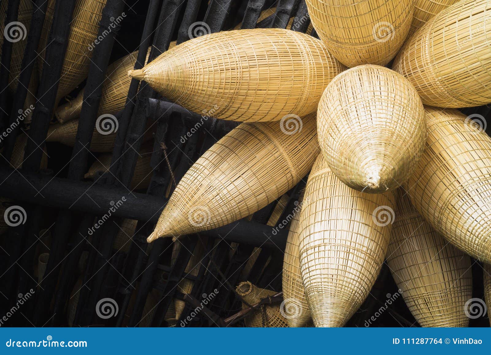 Vietnam Old Traditional Fish Trap Made of Bamboo Stock Photo - Image of ...