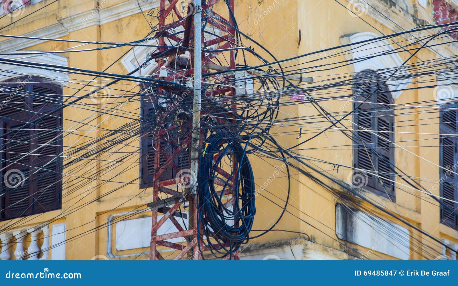 Vietnam power lines stock image. Image of cable, scene - 69485847