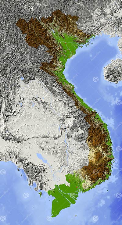 Vietnam, relief map stock illustration. Illustration of shaded - 5567957