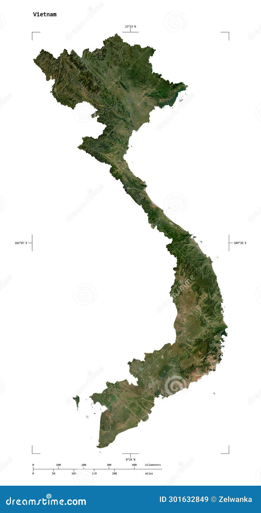 Vietnam Shape on White. Low-res Satellite Stock Illustration ...