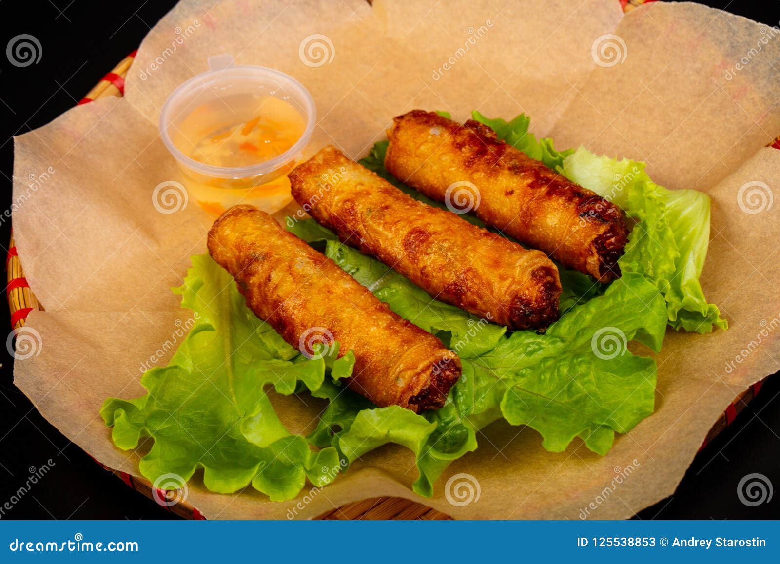 Dip fried spring roll stock image. Image of homemade - 125538853
