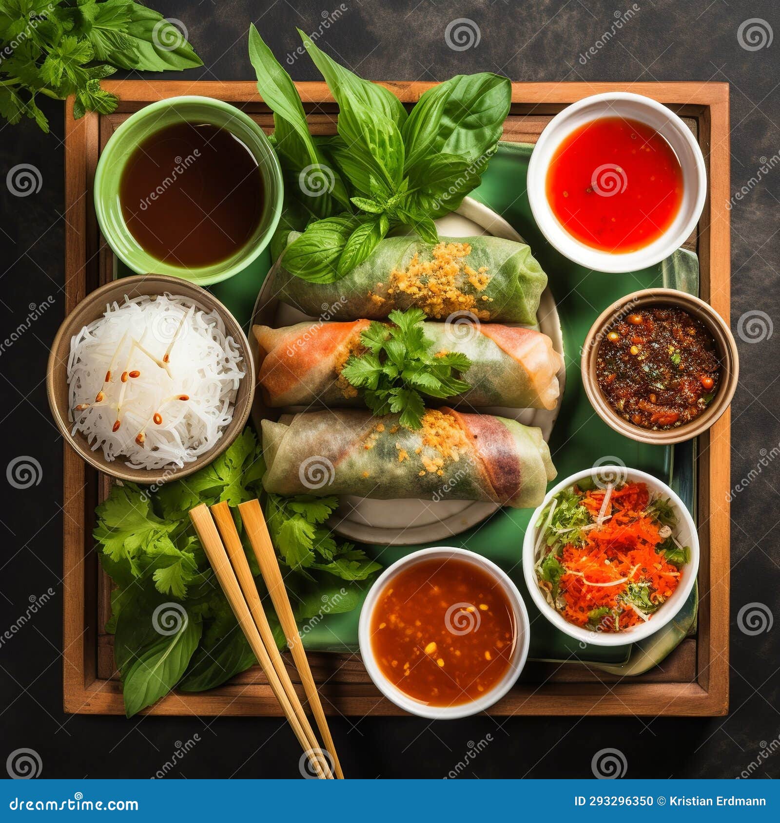 Vietnamese Culinary Overview: Pho and Spring Rolls in an Inviting Flat ...