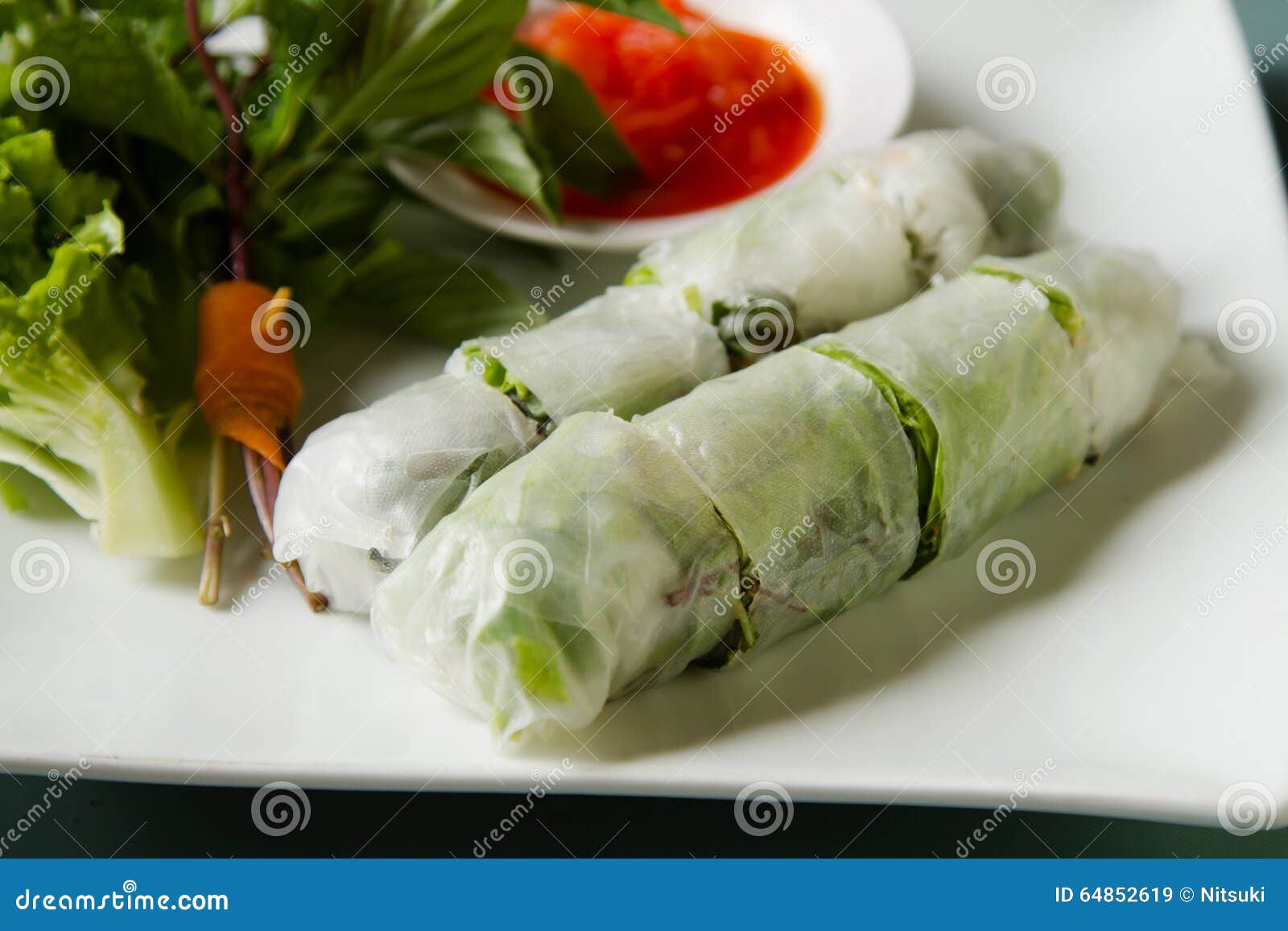 Vietnamese Food Fresh Spring Rolls Stock Image - Image of view, seafood ...