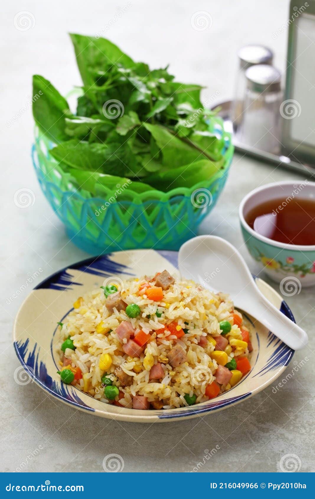 Vietnamese fried rice stock photo. Image of green, home - 216049966