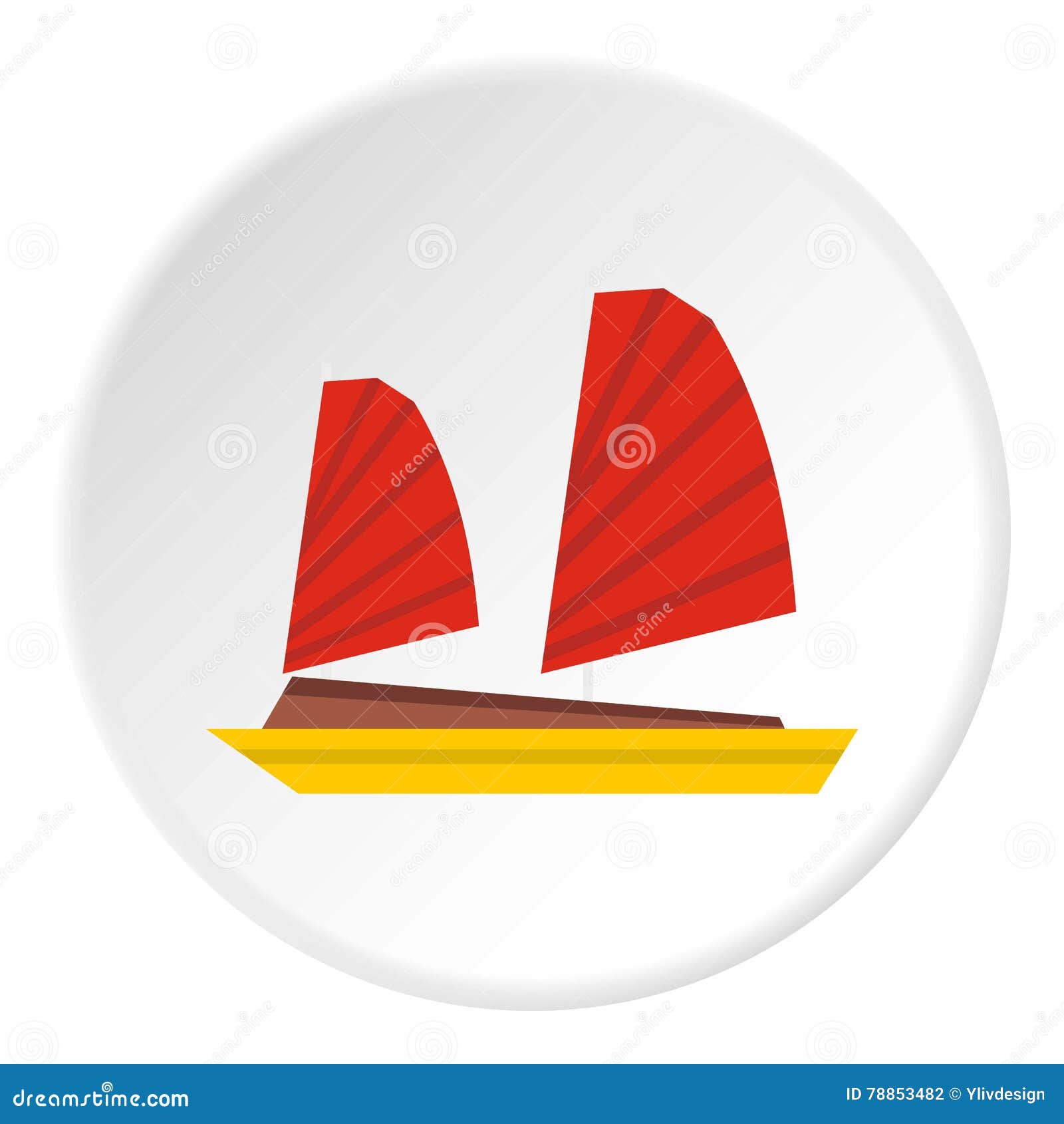 Vietnamese Junk Boat Icon, Flat Style Stock Vector - Illustration of ...