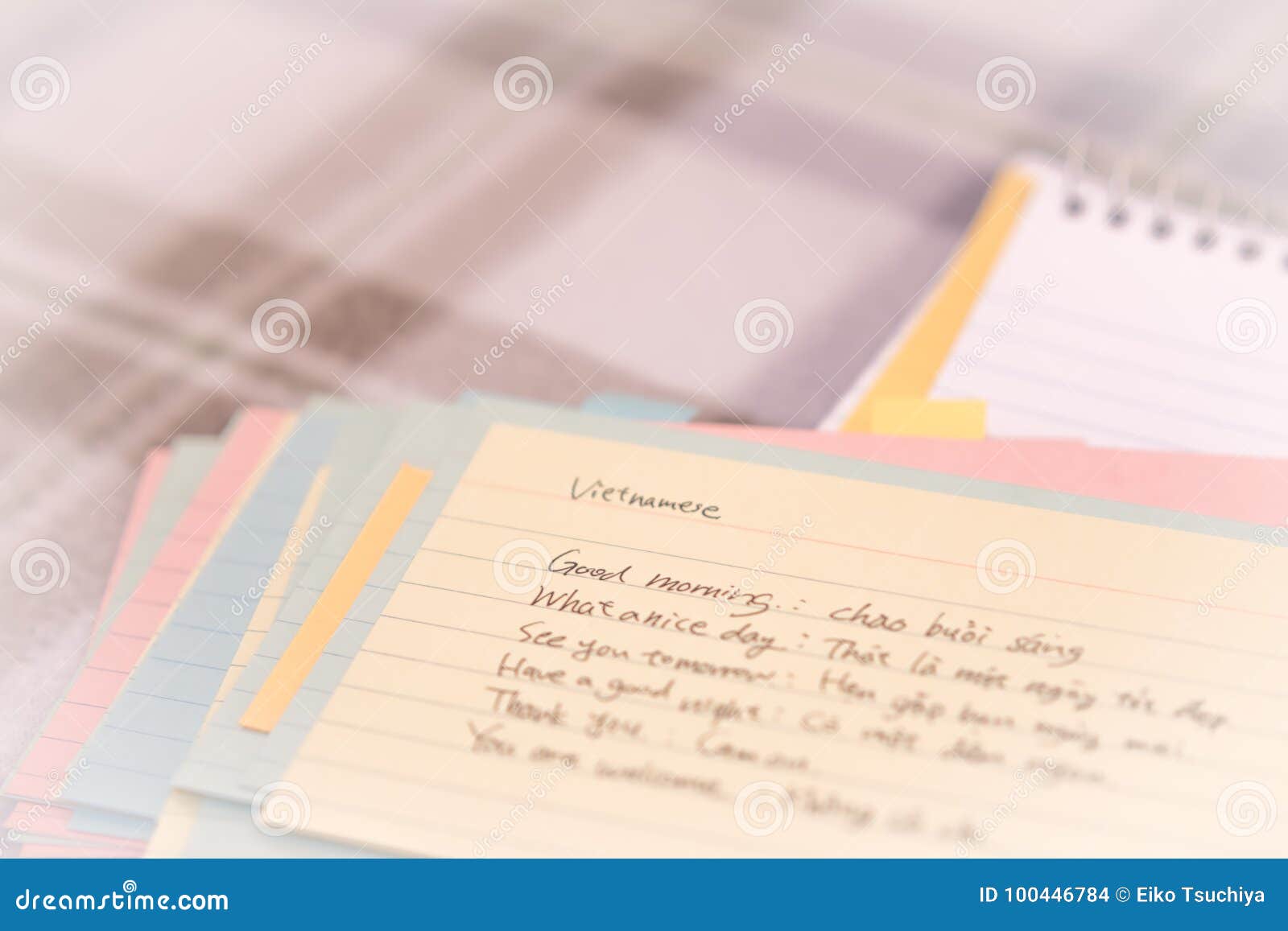 Vietnamese; Learning New Language Writing Greetings on the Notebook ...