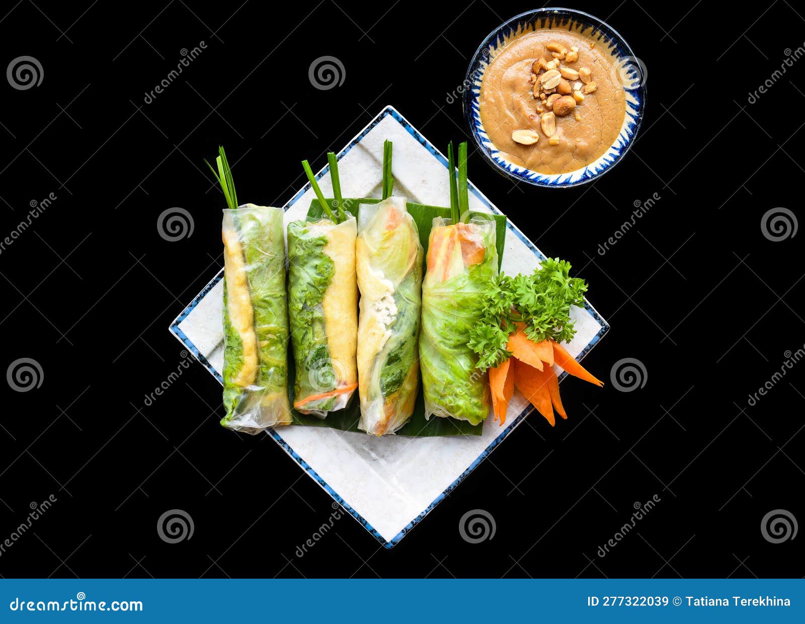 Vietnamese Nem Spring Rolls in Leaf with Sauce Stock Image - Image of ...