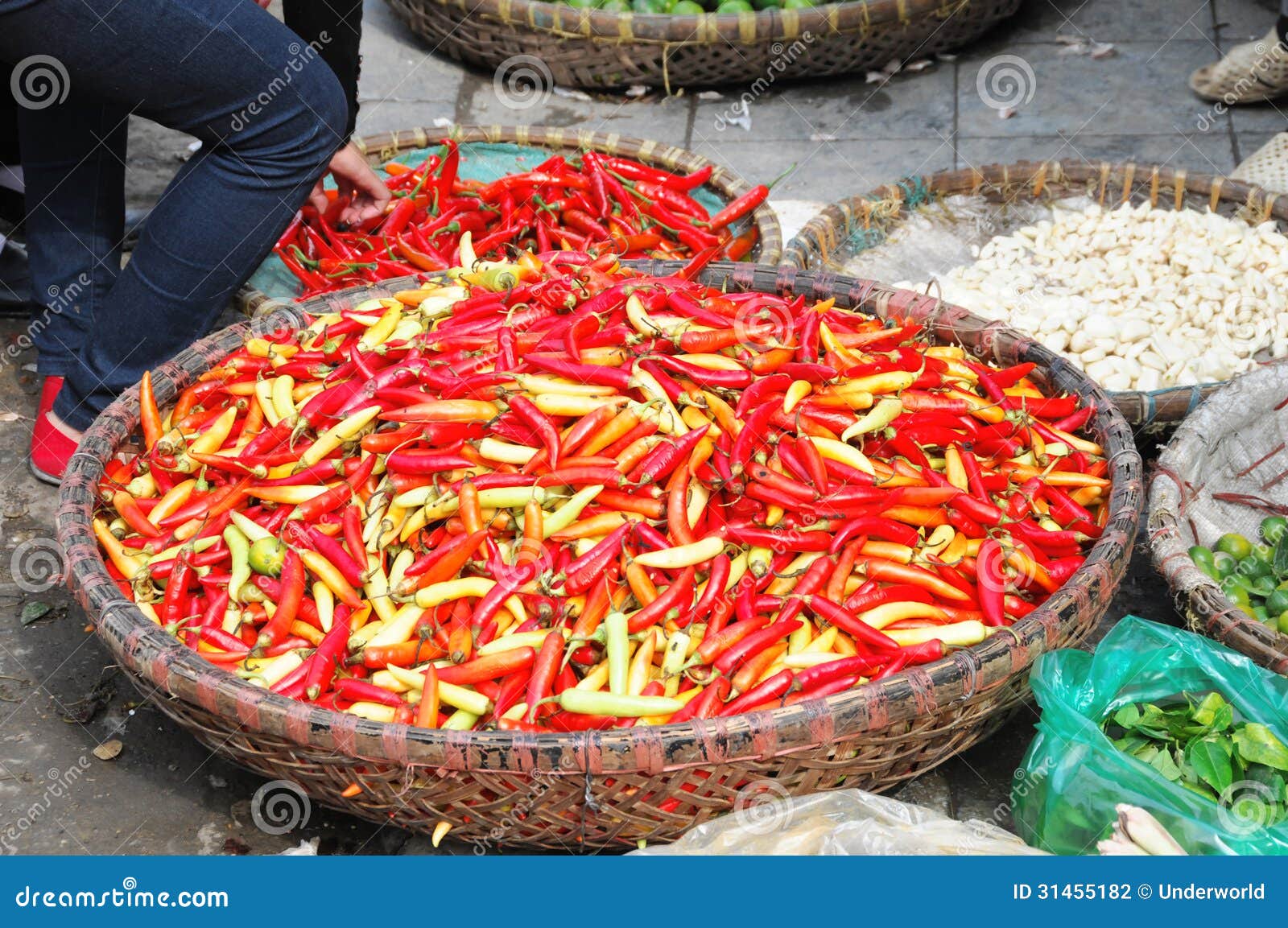 Vietnamese Peppers at a Local Market Stock Photo - Image of market ...