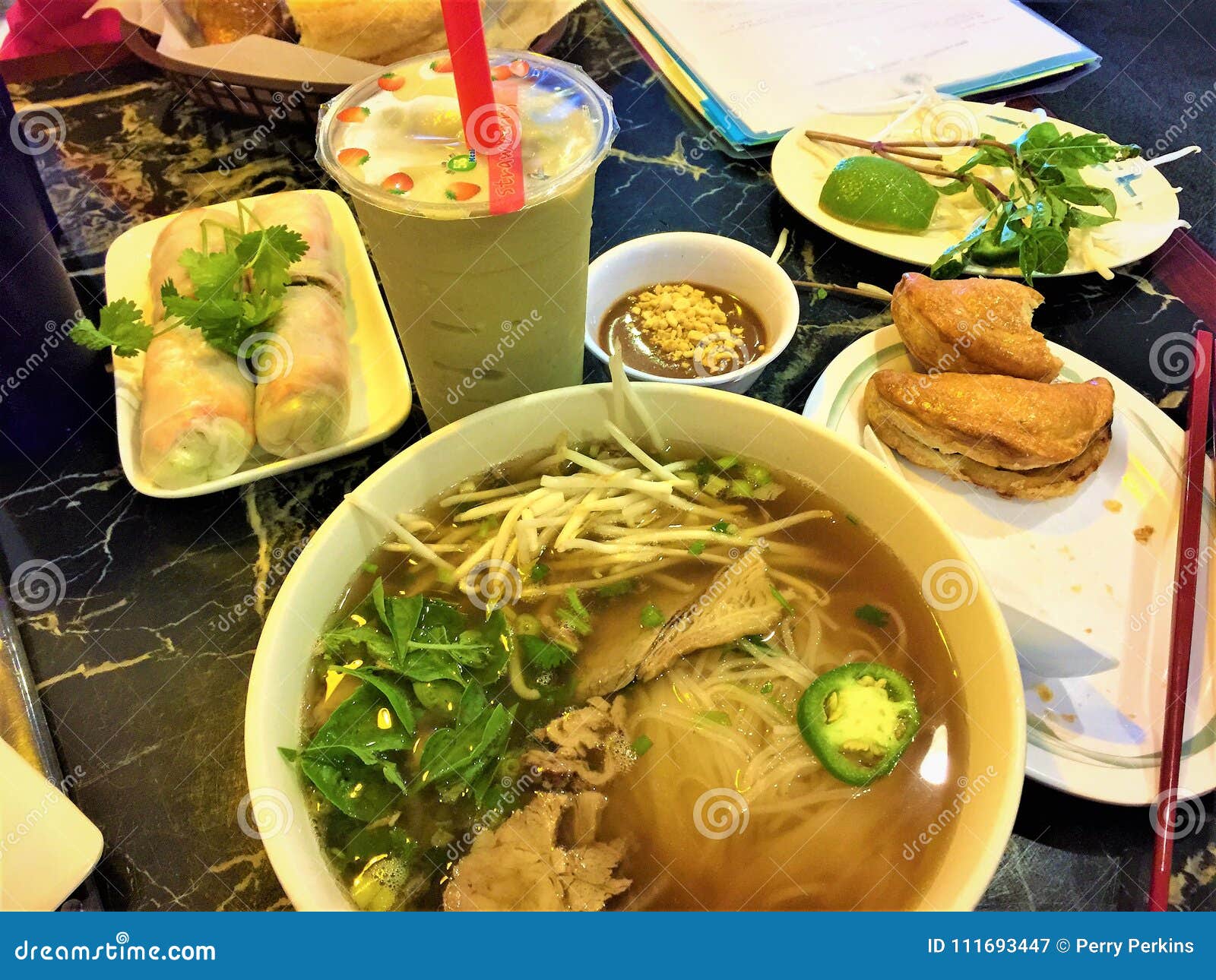 Vietnamese Pho Dinner stock image. Image of salad, dinner - 111693447