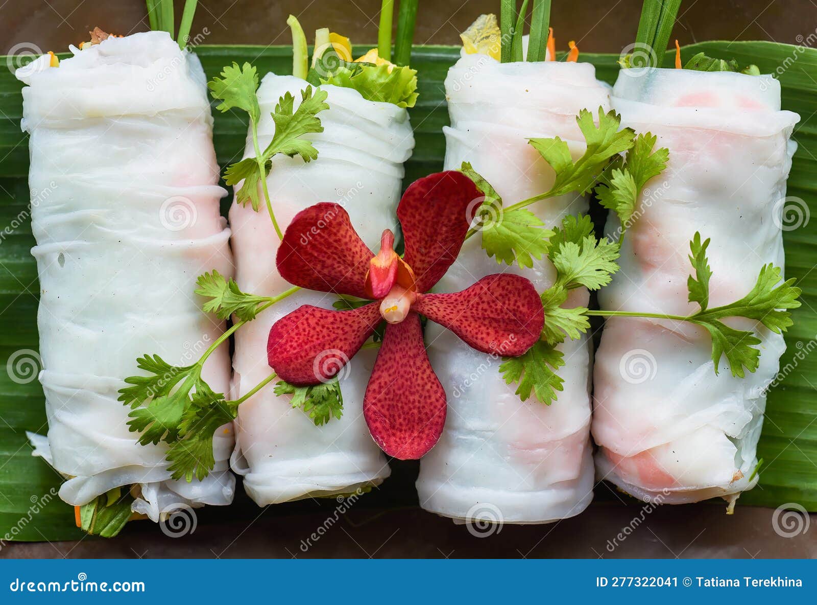 Vietnamese Pho Spring Roll with Seafood, Tofu, Vegetables Isolated on ...
