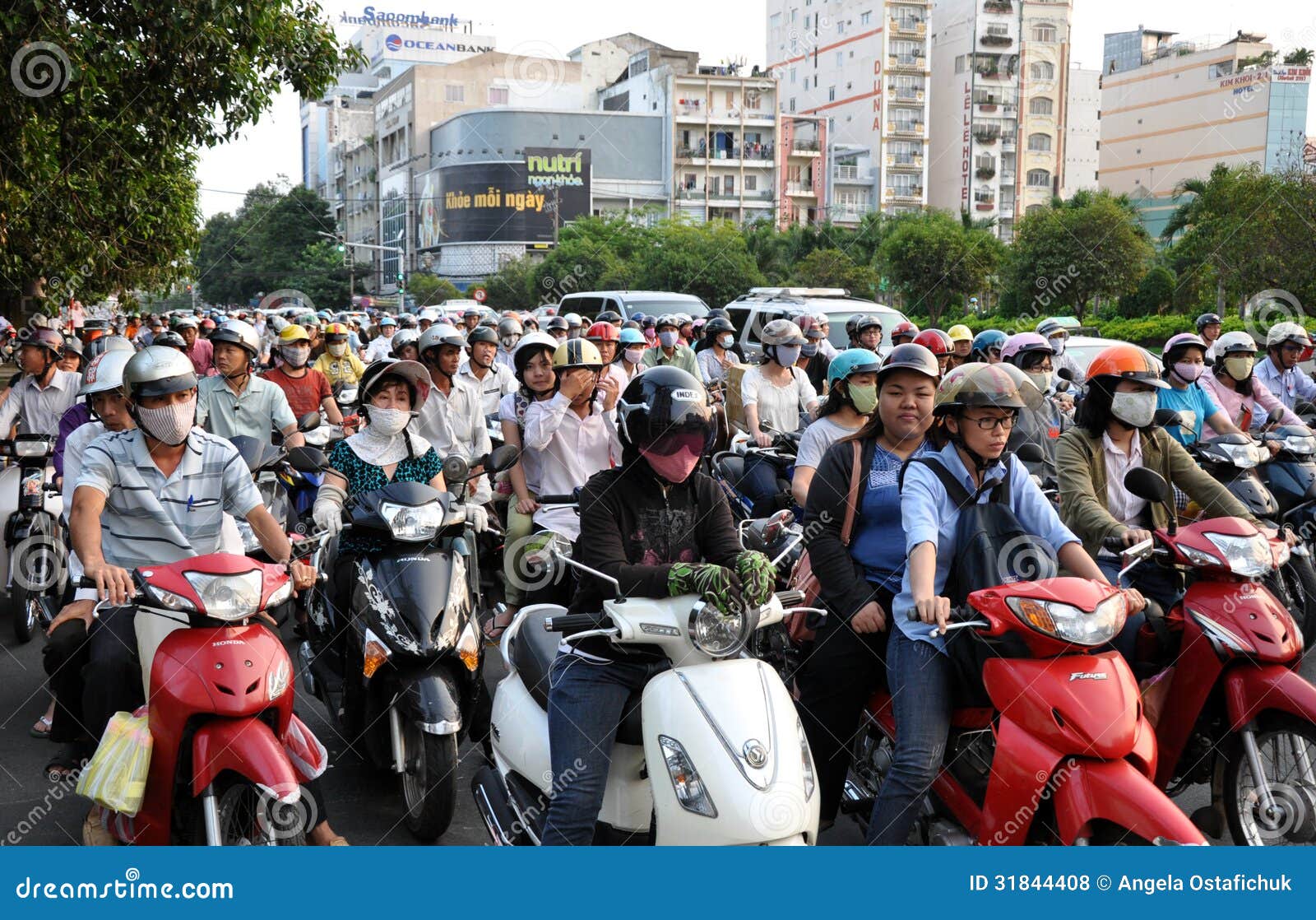 Vietnamese Scooter Drivers editorial stock photo. Image of ...