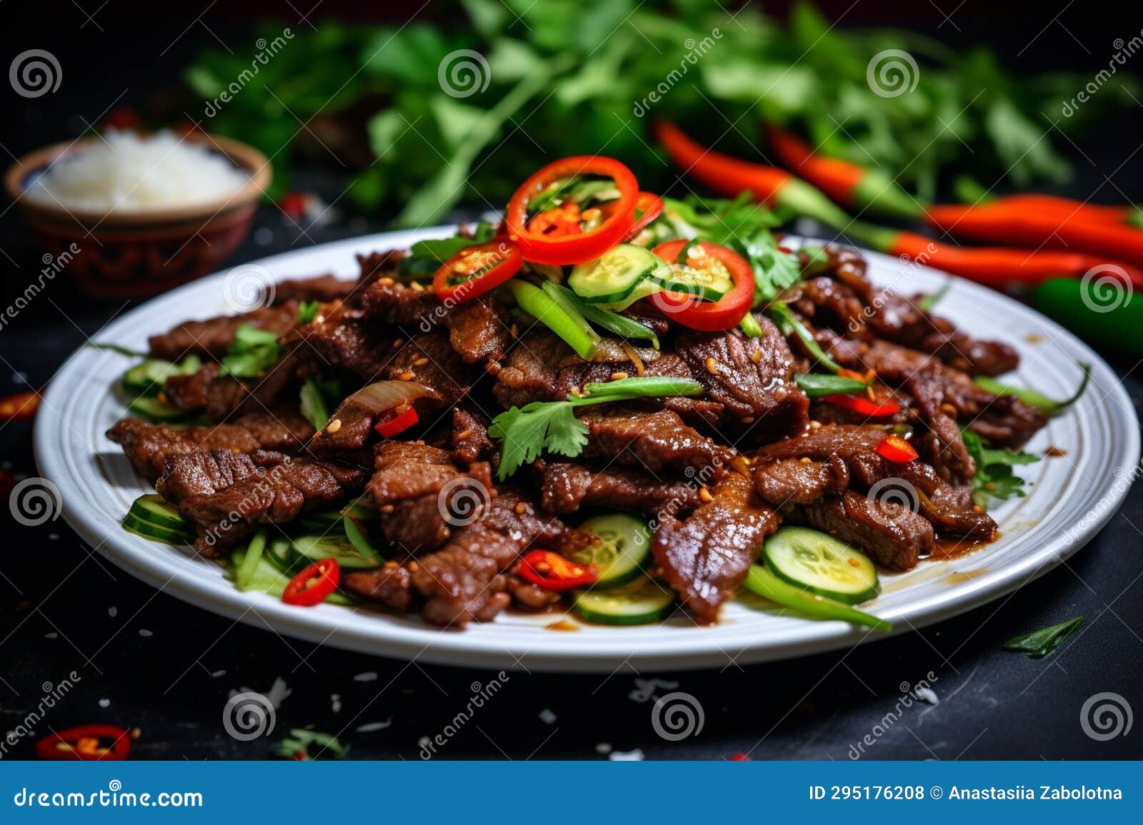 Vietnamese Shaking Beef Dish Stock Illustration - Illustration of chile ...