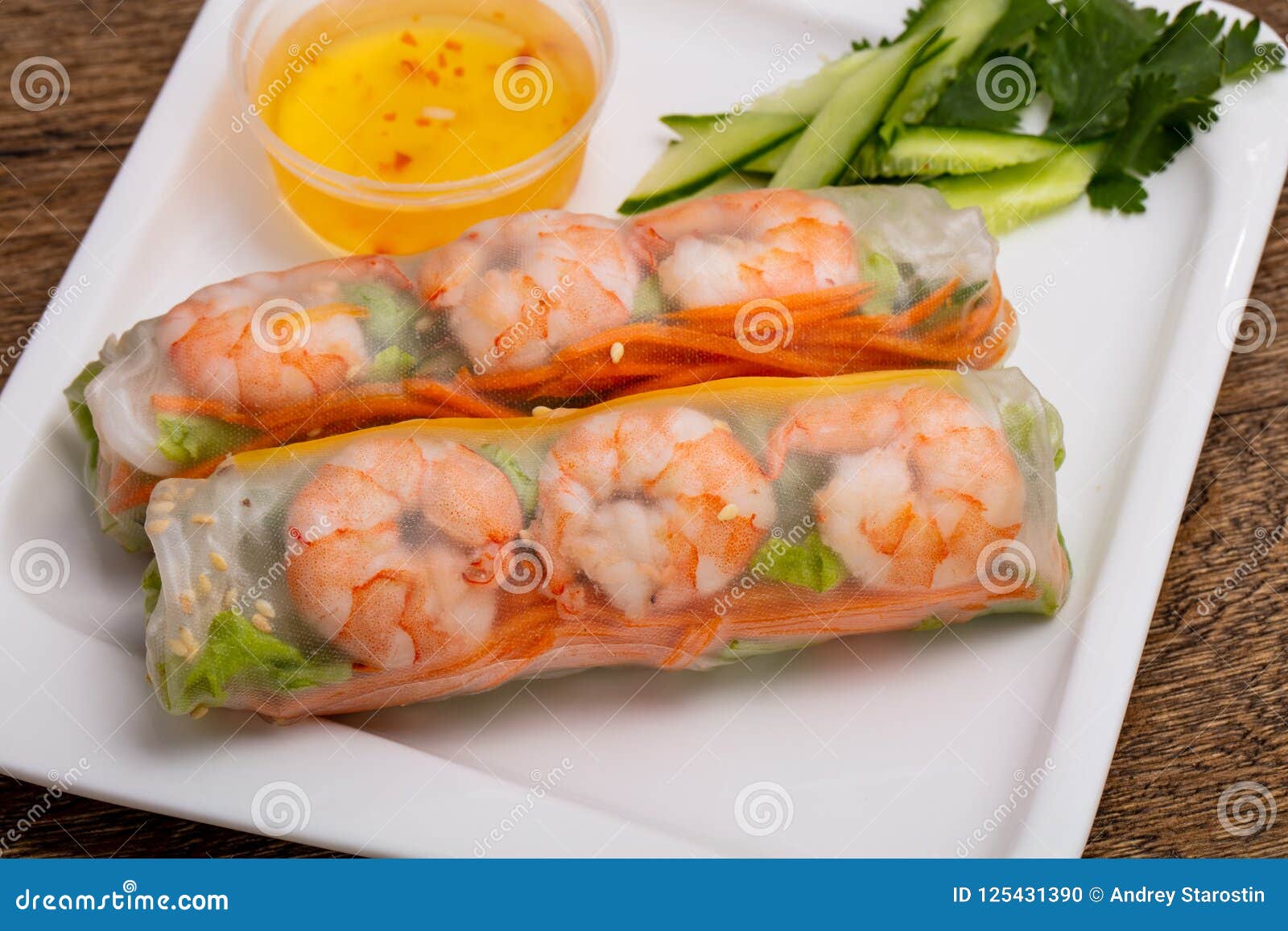 Vietnamese Spring Roll with Prawn Stock Photo - Image of dipping ...