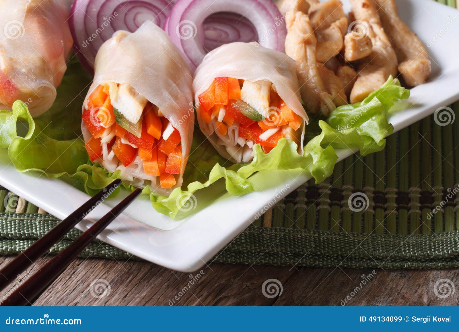 Vietnamese Spring Rolls with Chicken and Vegetables Stock Image - Image ...