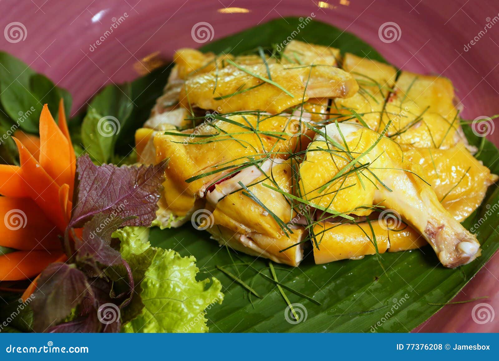 Vietnamese Steamed Chicken with Thinly Sliced Lemon Leaf Stock Photo ...