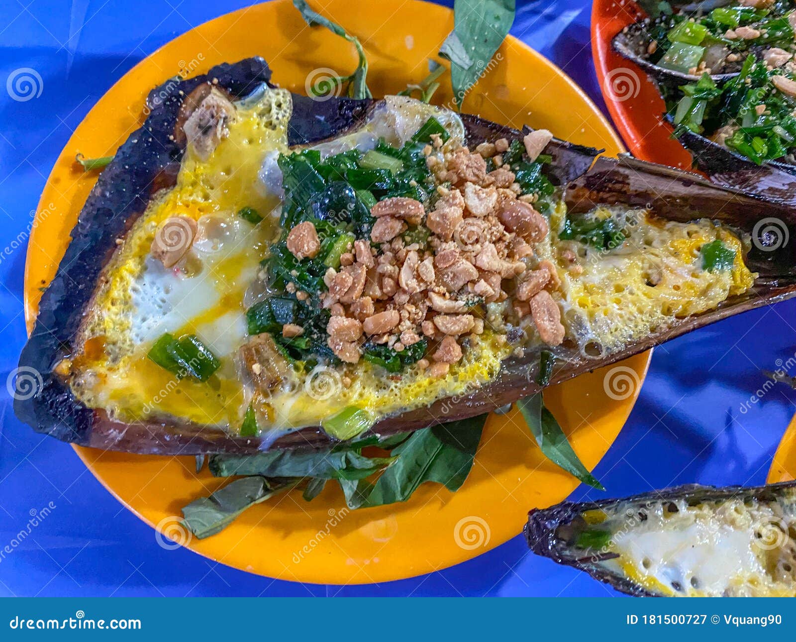 Vietnamese Styled Grilled Pen Shell Mixed with Scallion and Peanuts ...
