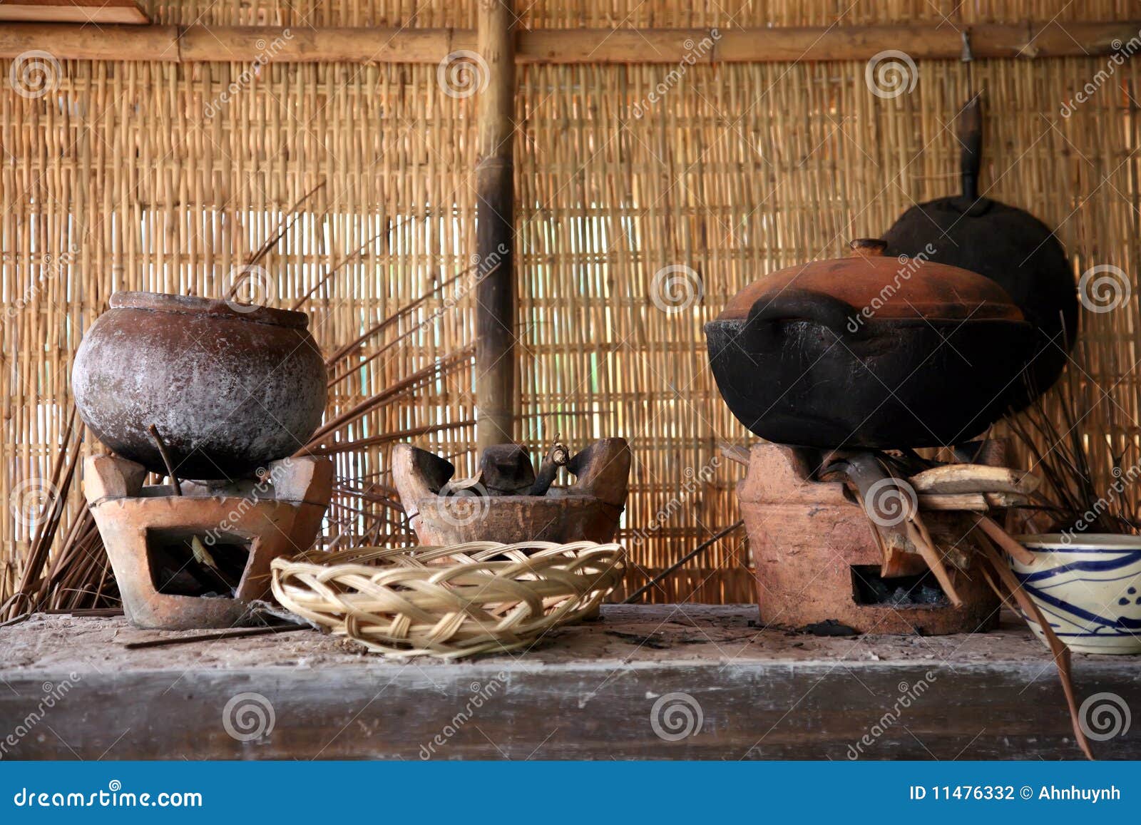A Vietnamese Traditional Kitchen Stock Photo - Image of blanket, food ...
