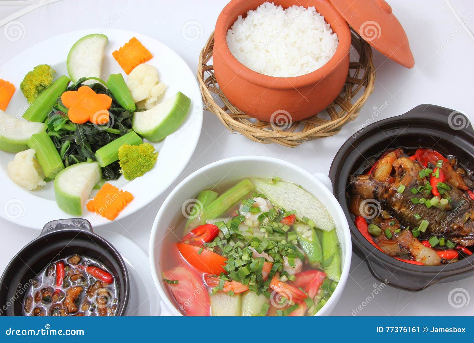 A Vietnamese Traditional Meal on the Table Stock Image - Image of ...