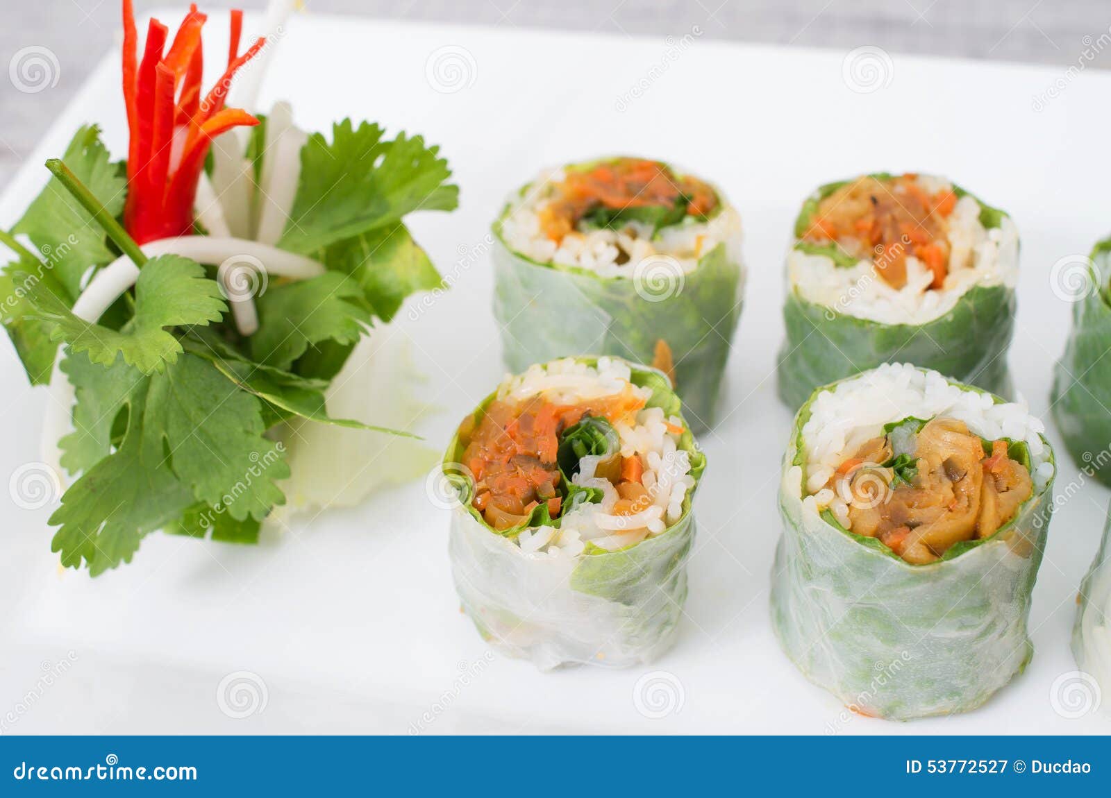 Vietnamese Vegetarian Spring Rolls Stock Image - Image of meal, plate ...