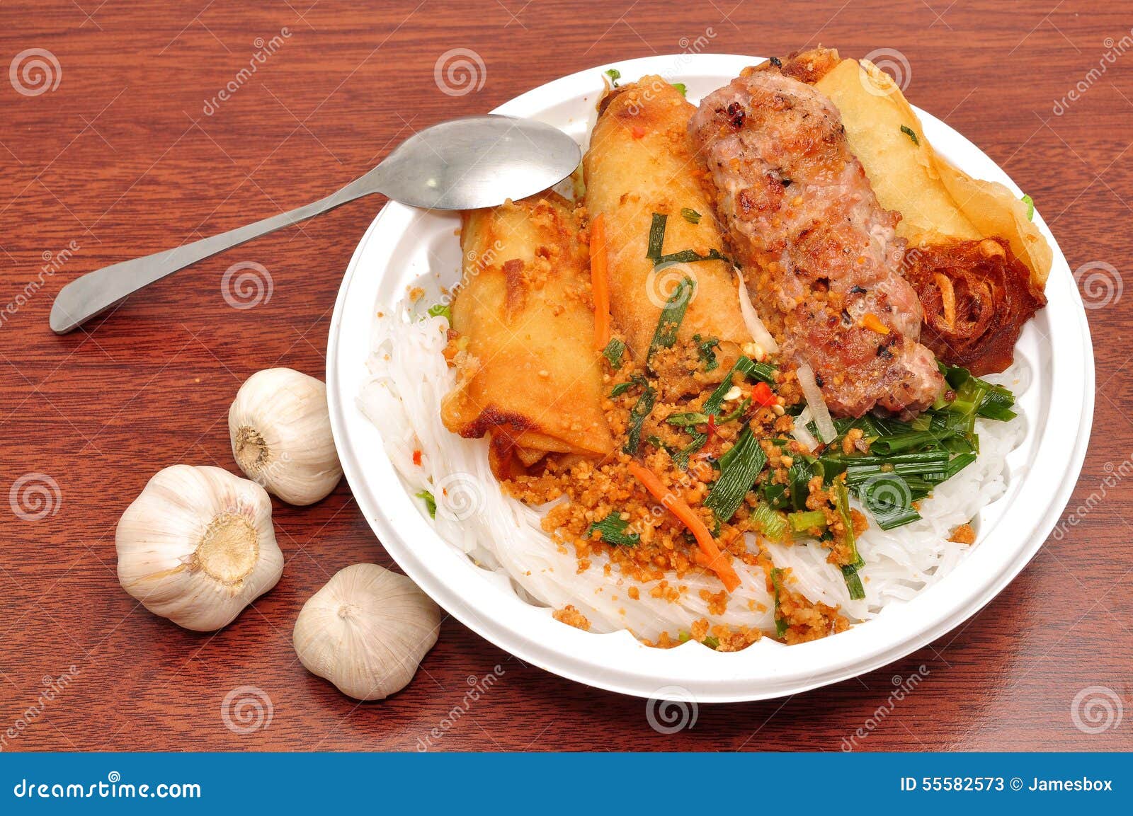 Vietnamese Vermicelli with Grilled Pork Stock Image - Image of bowl ...