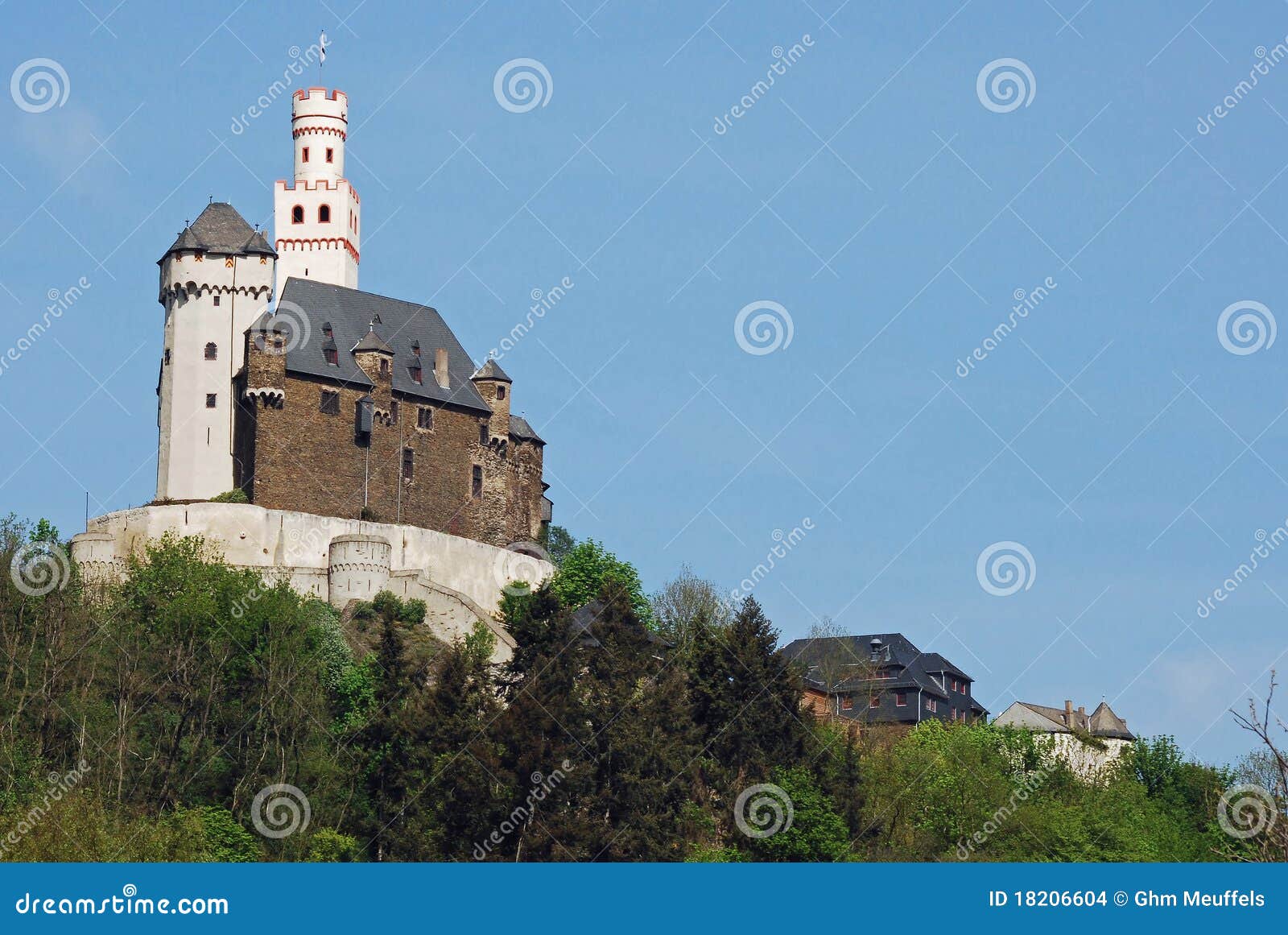 Vieuw on Marksburg Castle, Braubach, Germany Stock Photo - Image of ...