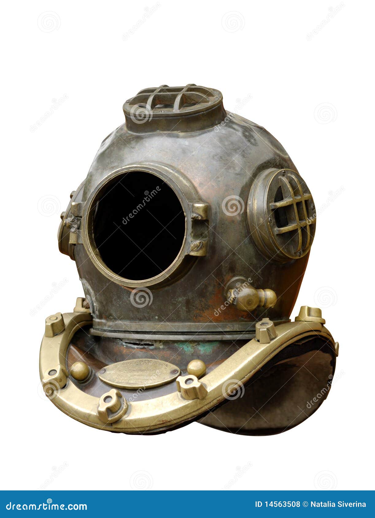 Vieux casque de plongée photo stock. Image du aquatique - 14563508