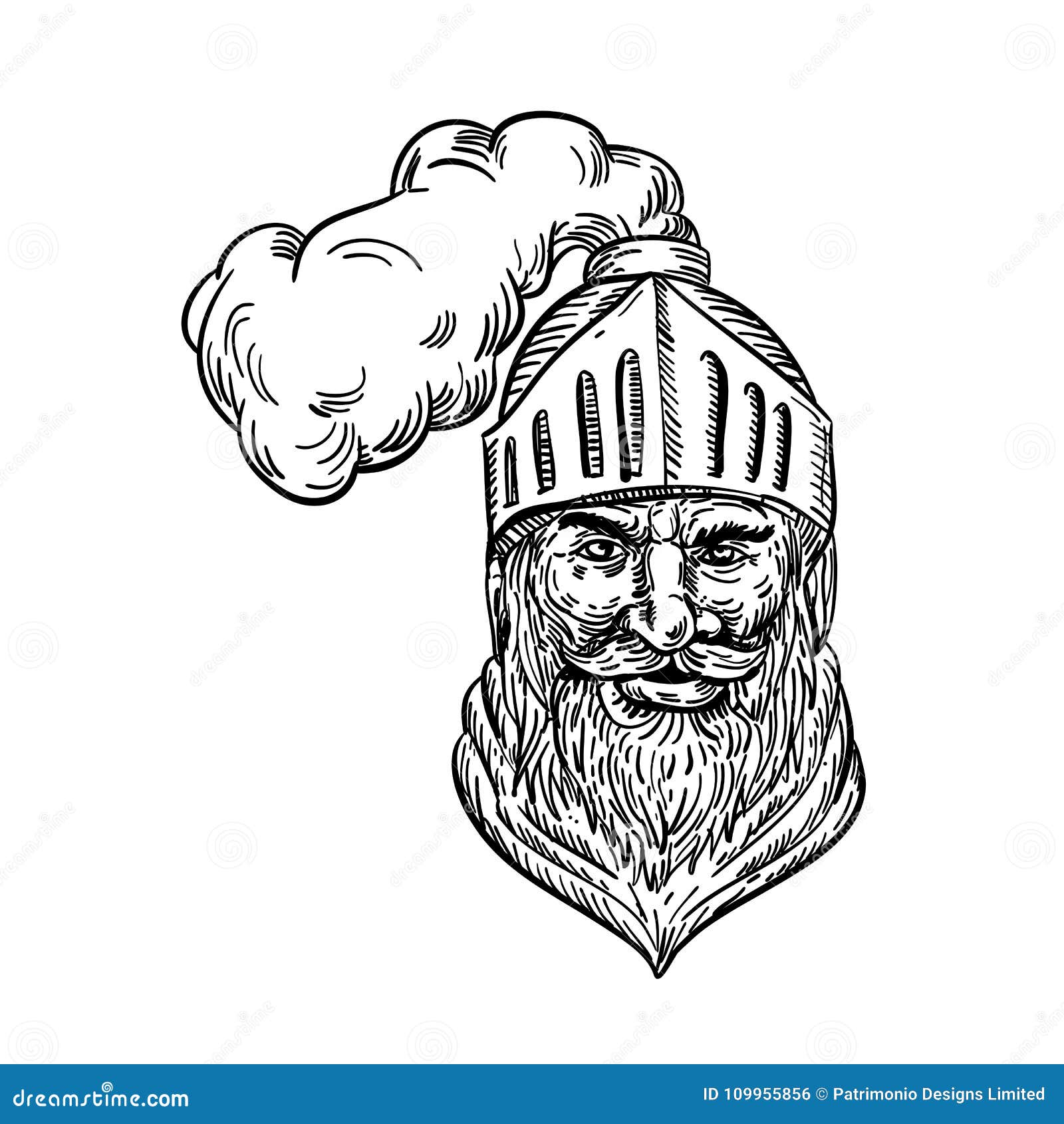 Vieux Chevalier Head Drawing Illustration de Vecteur - Illustration du ...