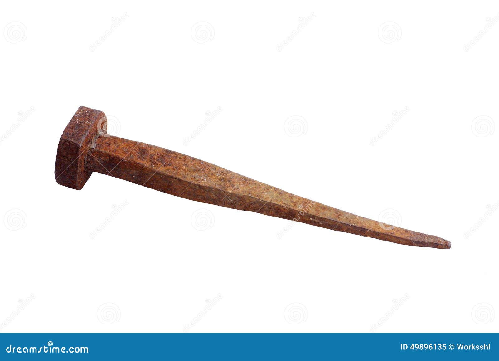 Vieux clou rouillé image stock. Image du objet, blanc - 49896135
