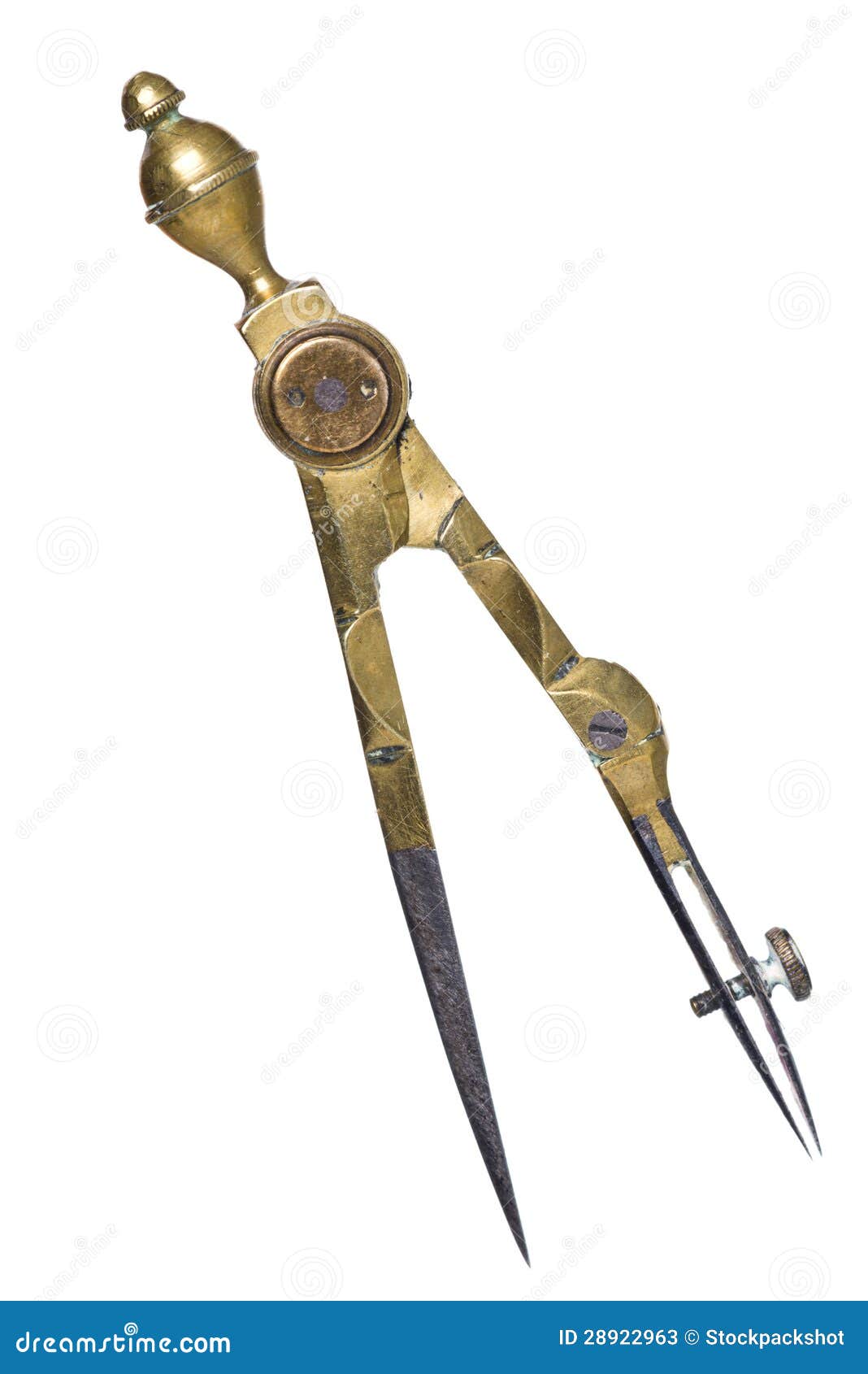 Vieux compas d'isolement image stock. Image du outil - 28922963