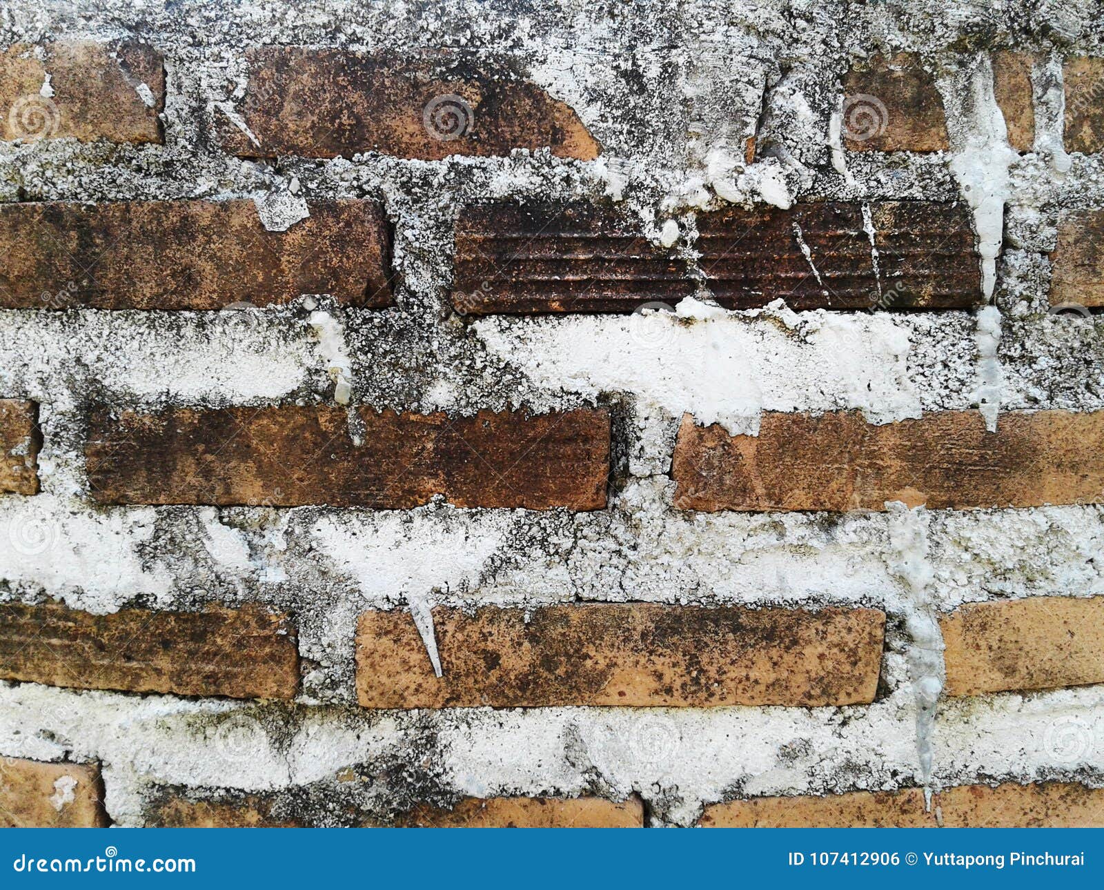 Vieux Mur De Briques Avec Le Ciment Trace Texture Background Photo ...