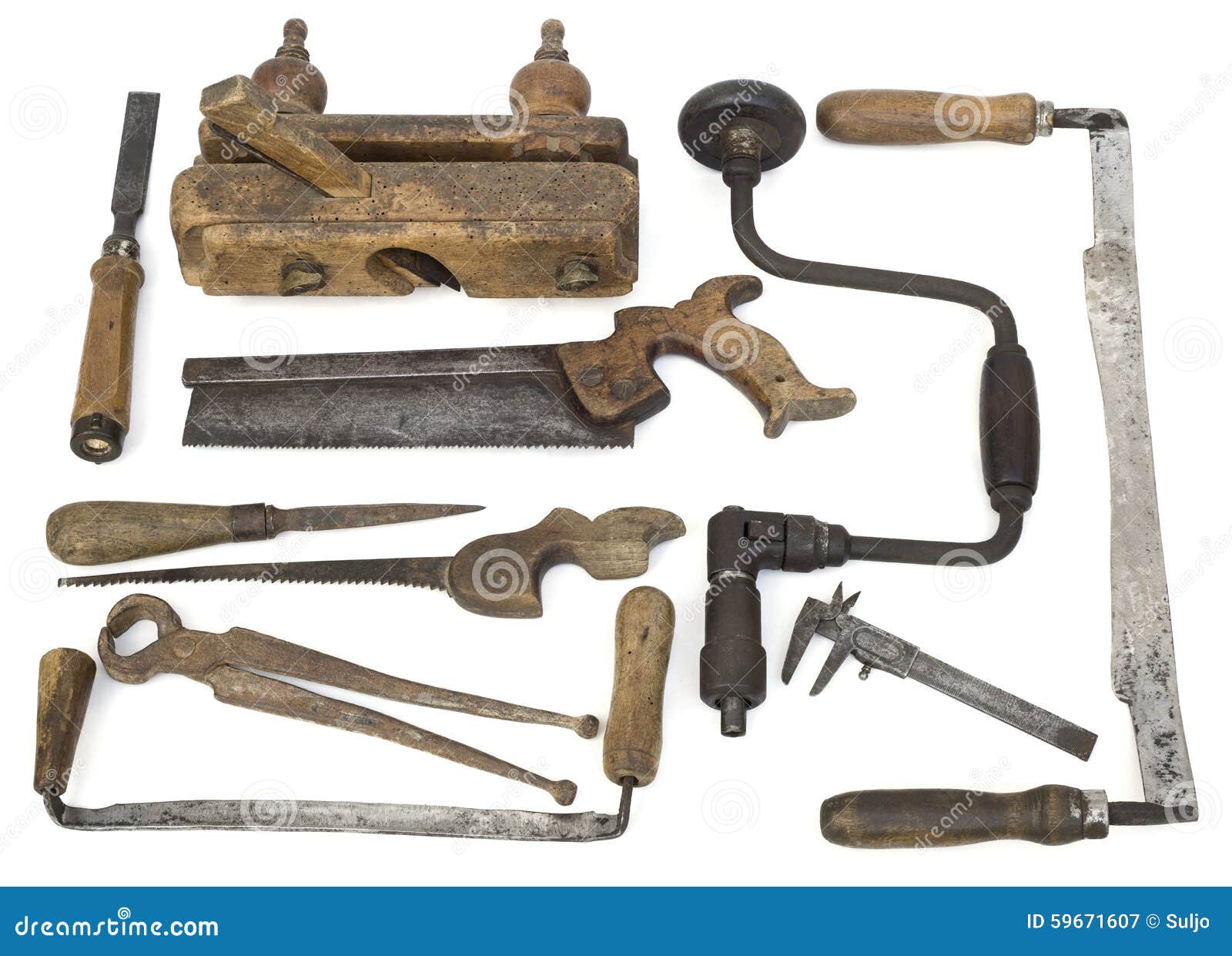 Vieux Outils De Charpentier Image stock - Image of objet, foreuse: 59671607