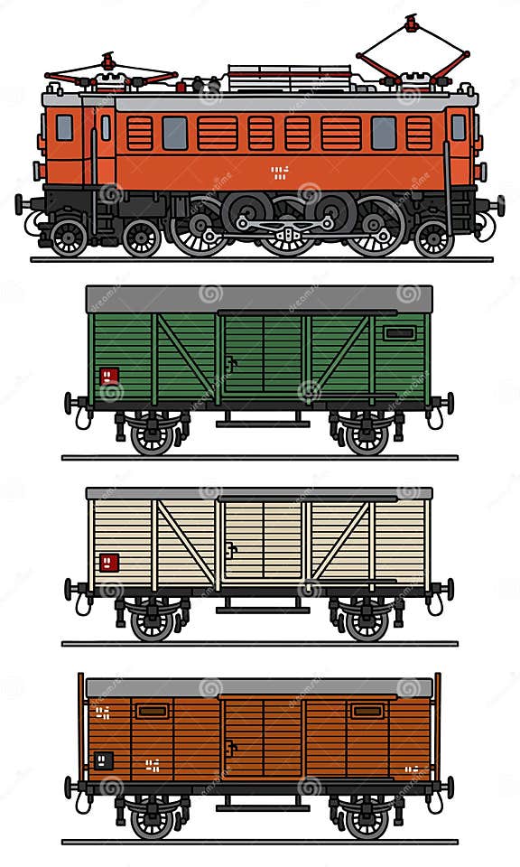 Vieux train électrique illustration de vecteur. Illustration du former - 71642430