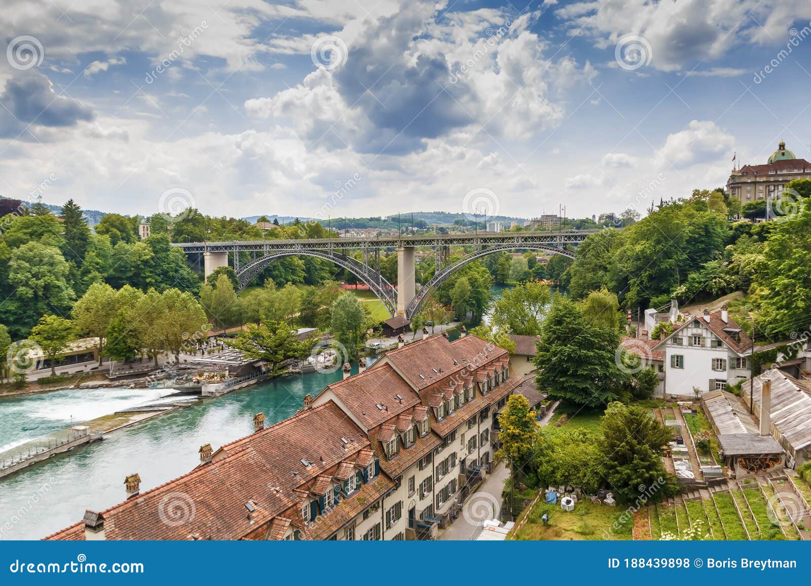 View of Aare River in Bern, Switzerland Stock Photo - Image of tile ...