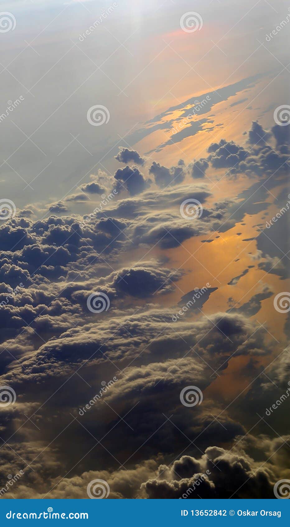 View from Above with Clouds and Sea Reflections Stock Photo - Image of ...