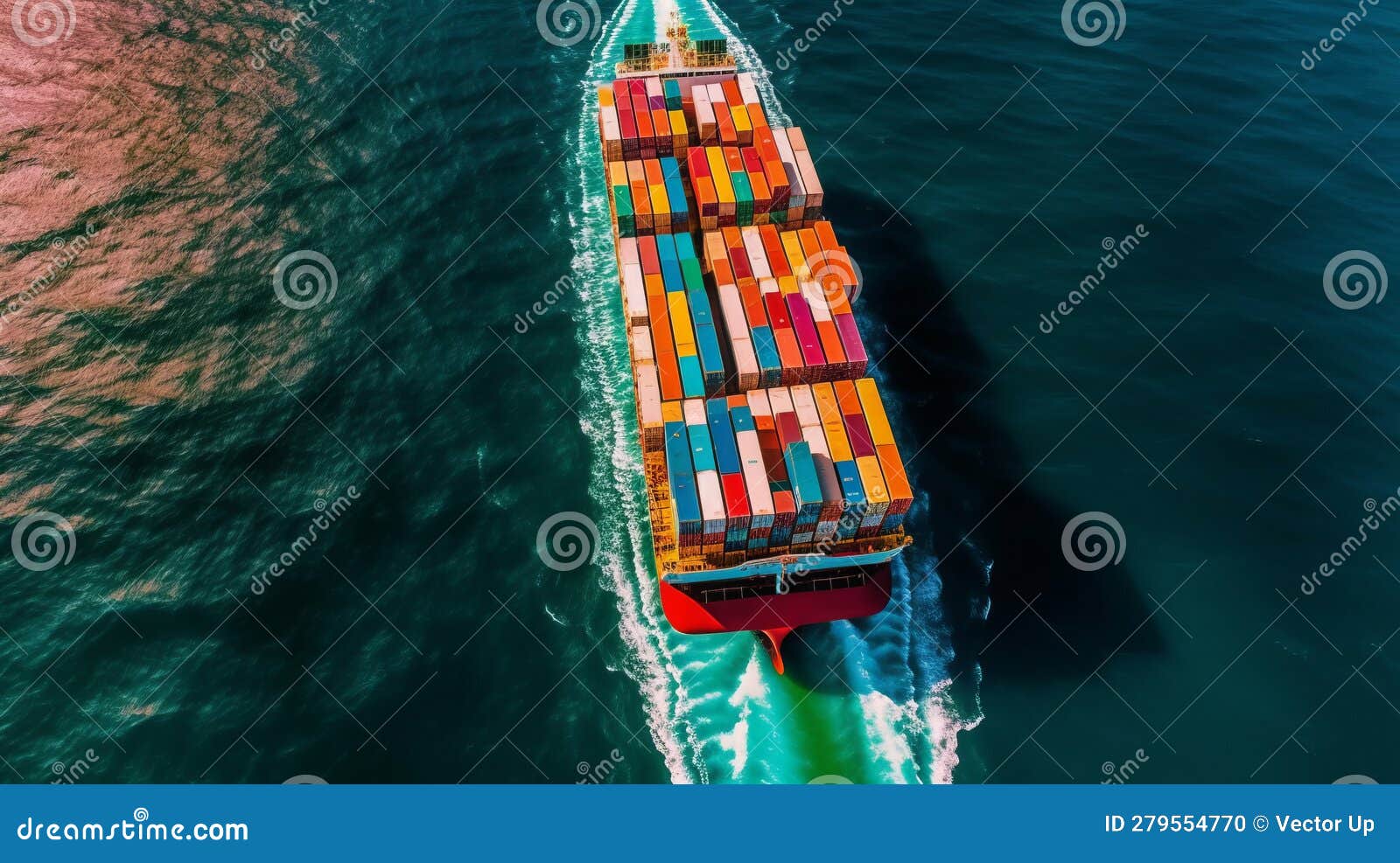 View from Above Container Ship on Ocean. Generative AI Stock ...