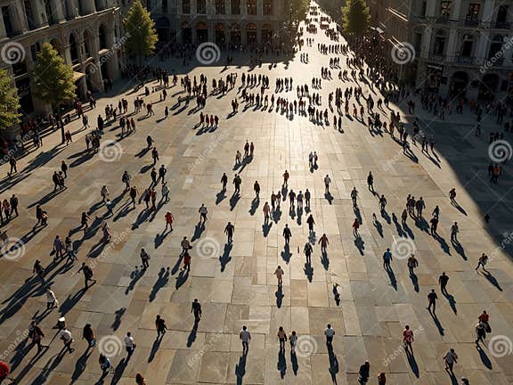 Crowd of People Walking in the Square. Generated with AI Stock ...