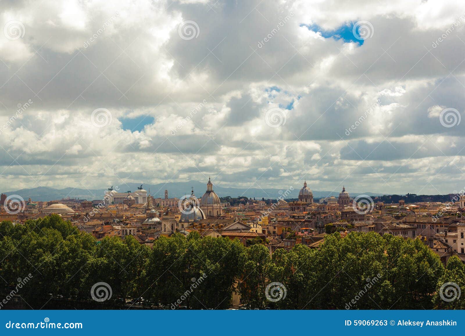 View Above Downtown of Rome, Italy Stock Image - Image of landmark ...