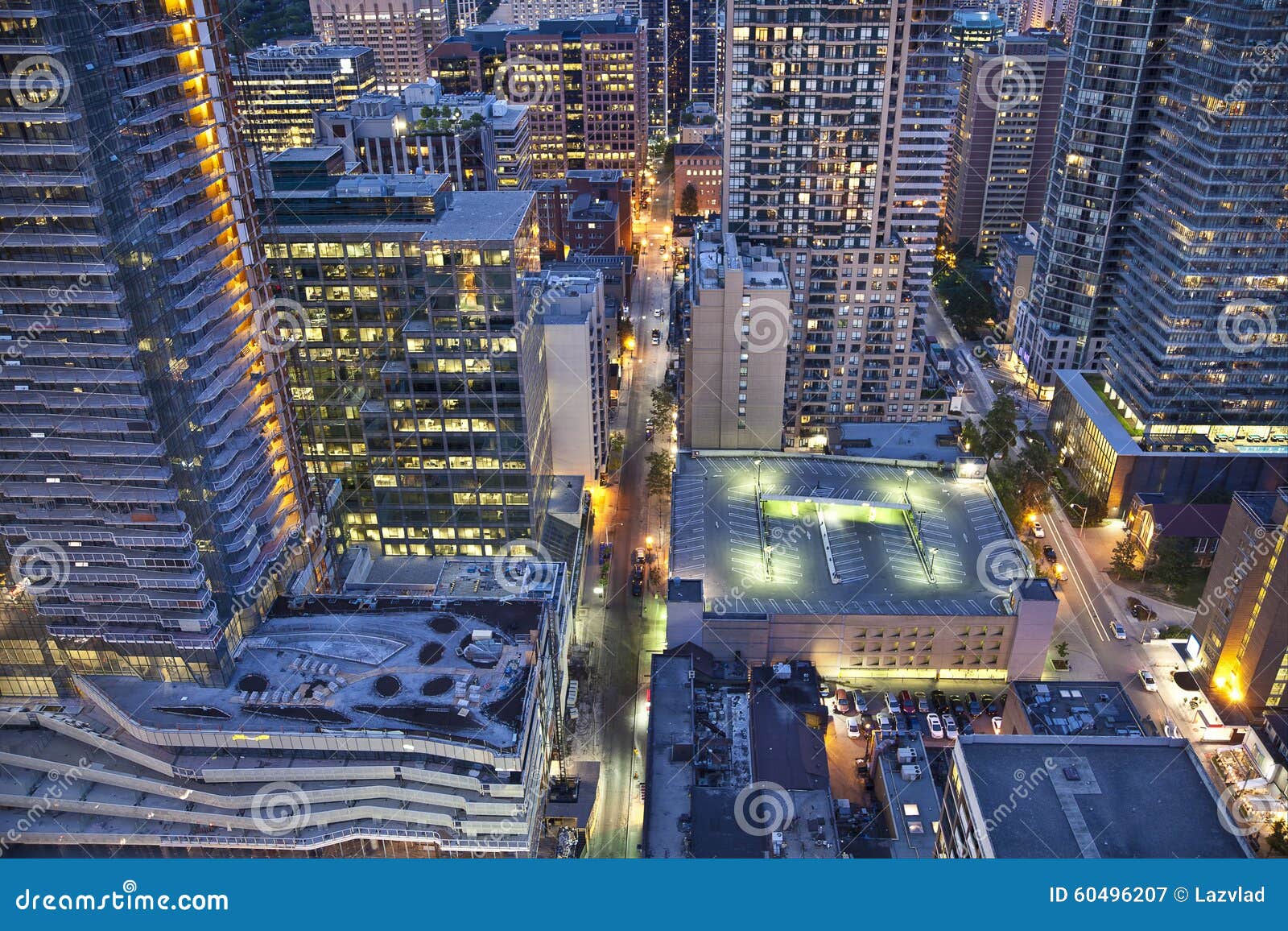 View from Above of Downtown Toronto at Night . Stock Image - Image of ...