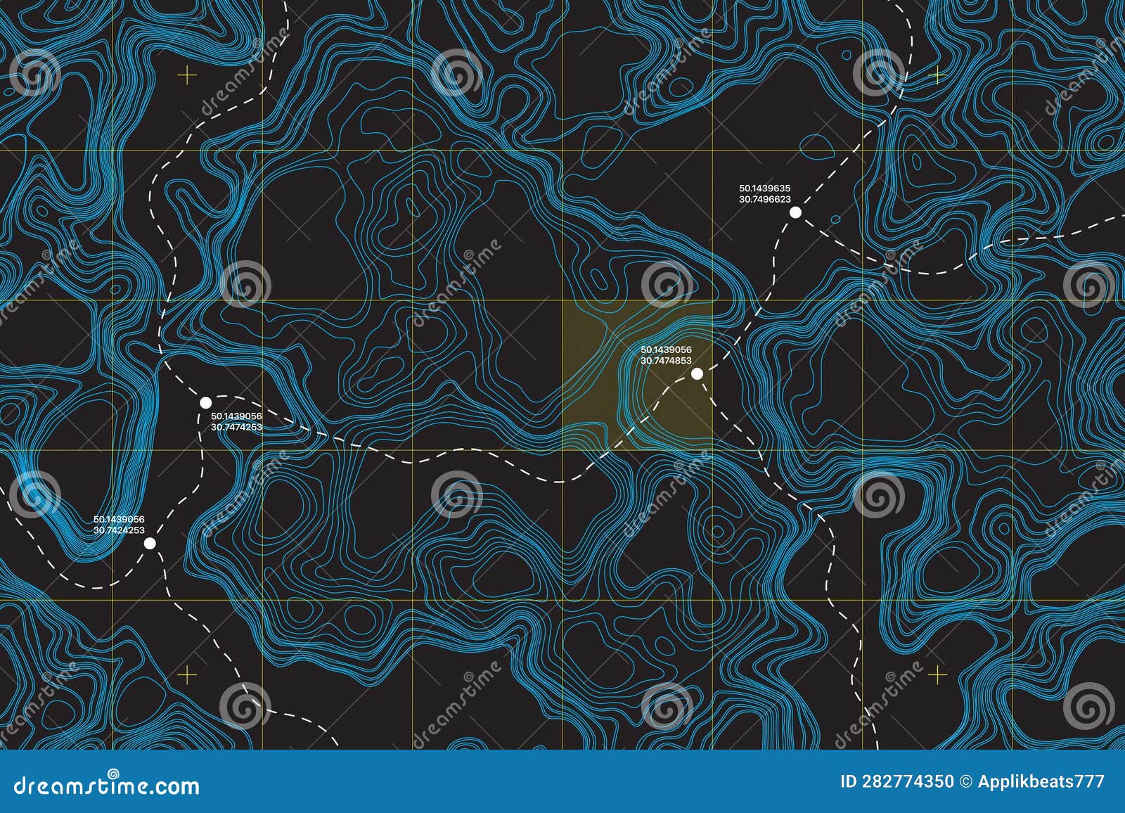 Route Coordinates on Topographic Map Abstract Background Stock Photo ...