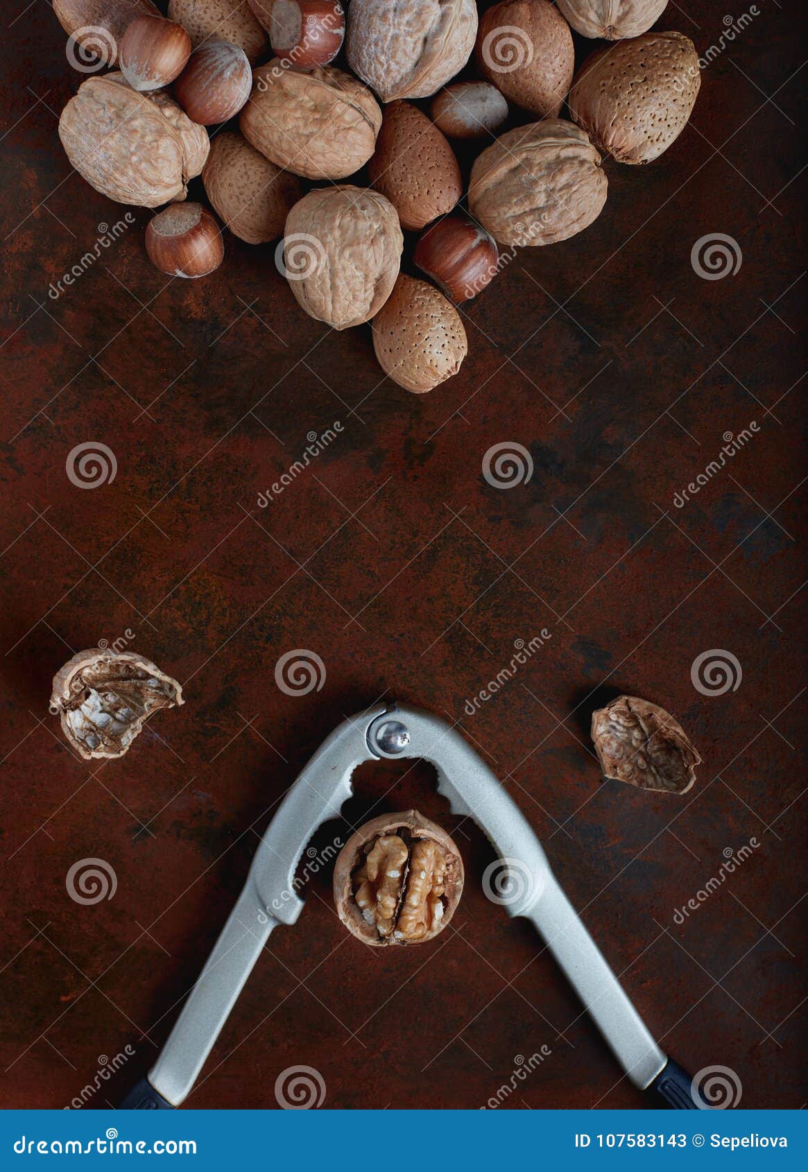 Mix of nuts on the table stock image. Image of diet - 107583143
