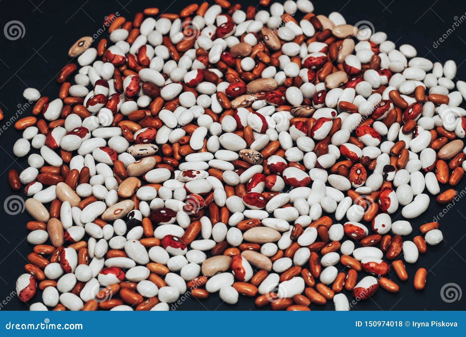 View from Above. Multi-colored Beans Scattered on a Black Background ...