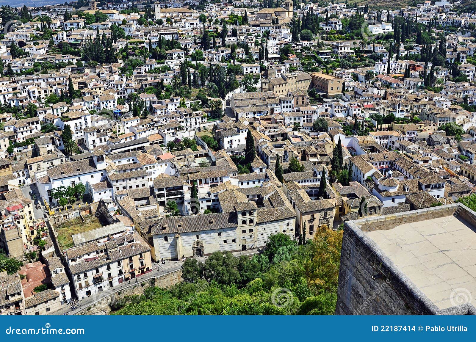 View from Above the Old Town of Granada Stock Photo - Image of rooftop ...
