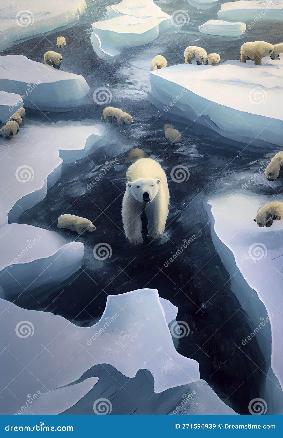 View from Above of Polar Bear in North Pole. Generative AI Stock ...