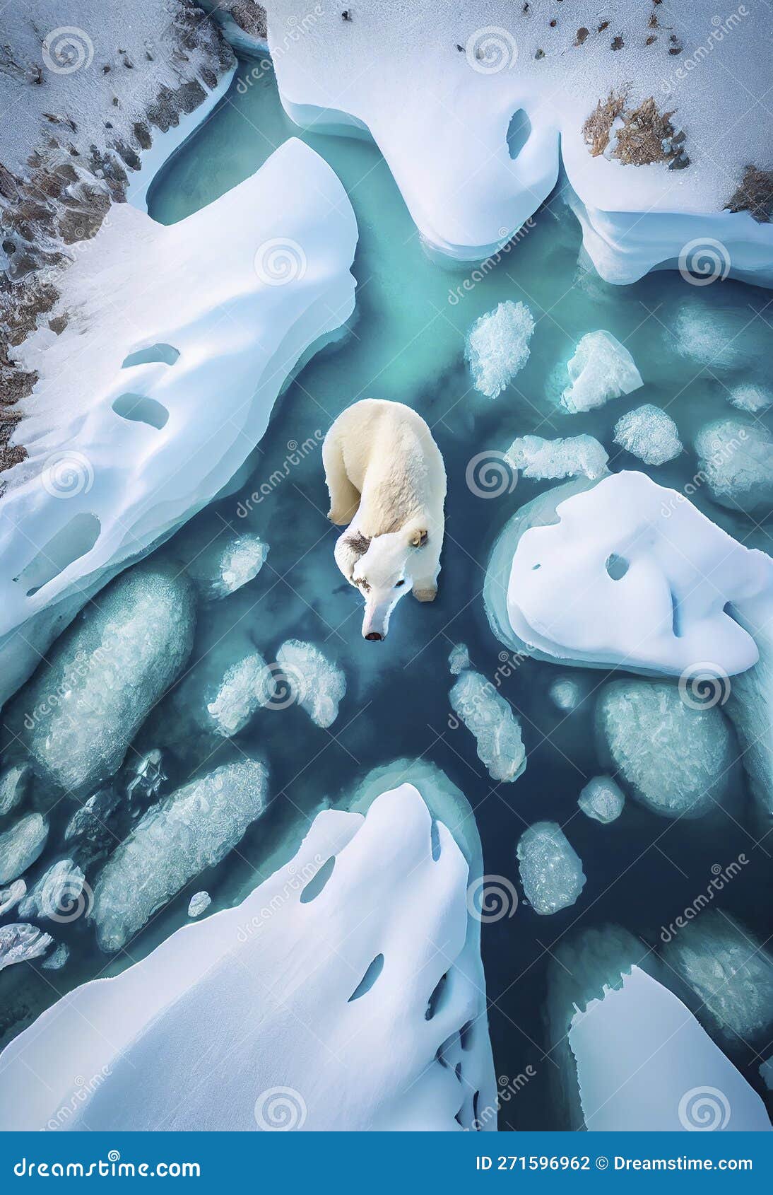 View from Above of Polar Bear in North Pole. Generative AI Stock ...
